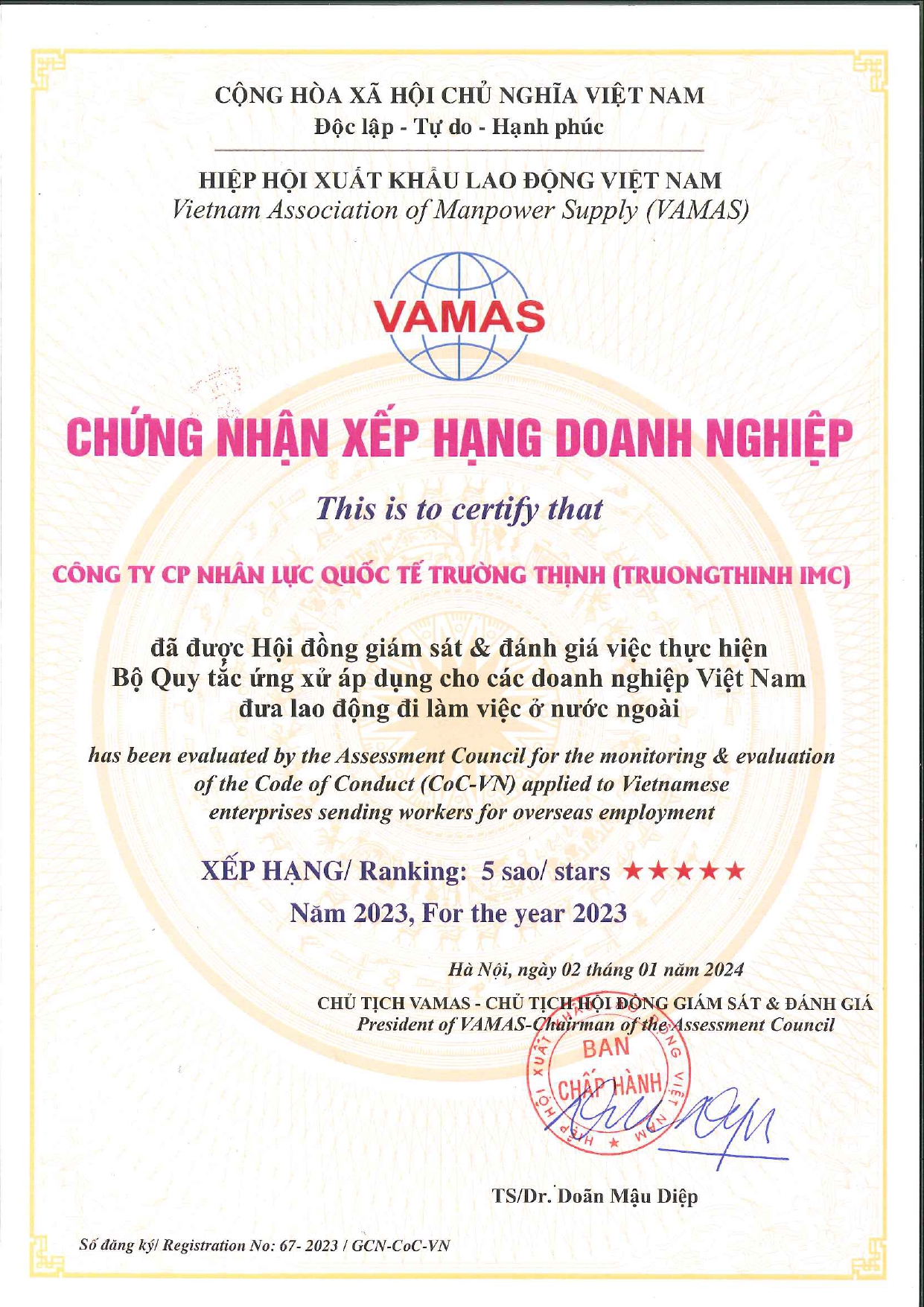 Chứng Chỉ - Trường Thịnh IMC Việt Nam